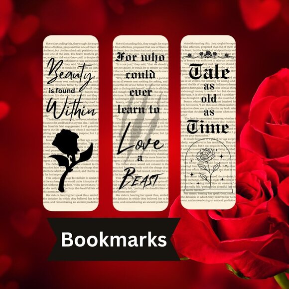 Other | Beauty And The Beast Book Page Bookmark Set Bookish Gifts Book ...